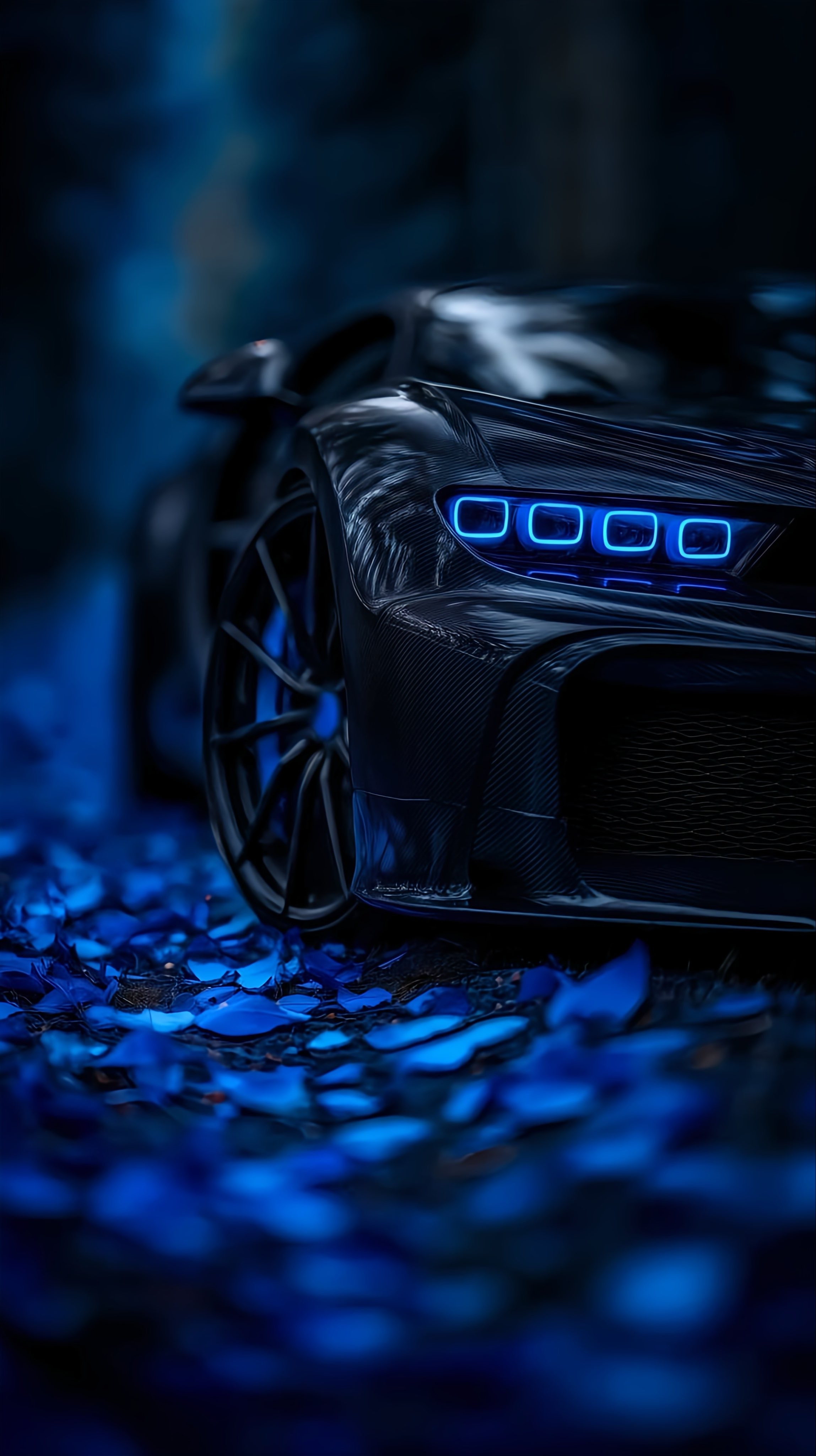 Dark Bugatti Chiron with Glowing Blue Headlights | BEST FREE HD and 4K ...
